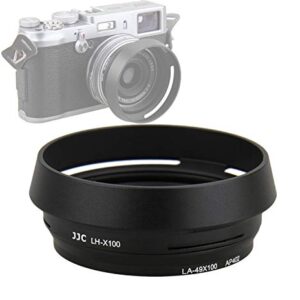 JJC LH-JX100 BLACK Metal Lens Hood/ 49mm Filter Adapter Ring for Fujifilm X70 X100 X100S X100T X100F X100V, Fuji X100S, Fuji X100F, Fuji X100V Lense Hood Shade, Fujifilm LH-X100 Lens Hood Replacement