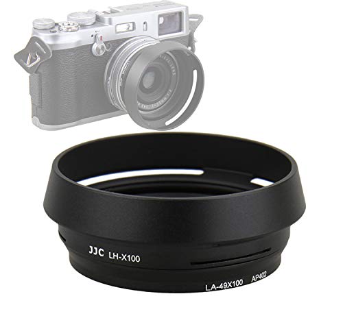 JJC LH-JX100 BLACK Metal Lens Hood/ 49mm Filter Adapter Ring for Fujifilm X70 X100 X100S X100T X100F X100V, Fuji X100S, Fuji X100F, Fuji X100V Lense Hood Shade, Fujifilm LH-X100 Lens Hood Replacement