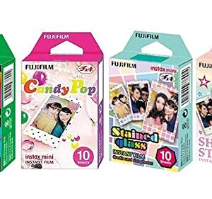 Fujifilm InstaX Mini Instant Film Rainbow & Staind Glass & Candy Pop & Shiny Star Film -10 Sheets X 4 Assort Value Set