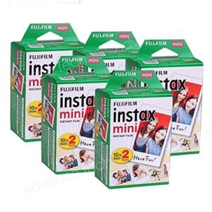 fujifilm instax mini 100 film for fuji 7s 8 25 50s 90 300 instant camera, share sp-1 white, pack of 5