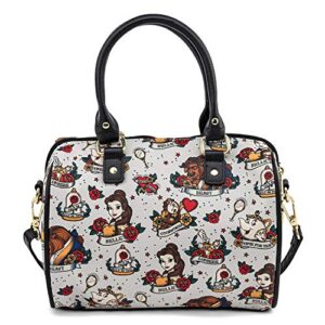 Loungefly Beauty and the Beast Belle and Characters All Over Print Tattoo Art Handbag Purse