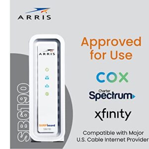 ARRIS SURFboard SB6190 DOCSIS 3.0 32 x 8 Gigabit Cable Modem | Comcast Xfinity, Cox, Spectrum | 1 Gbps Port | 800 Mbps Max Internet Speeds | Easy Set-up SURFboard Central App | 2 Year Warranty,Black