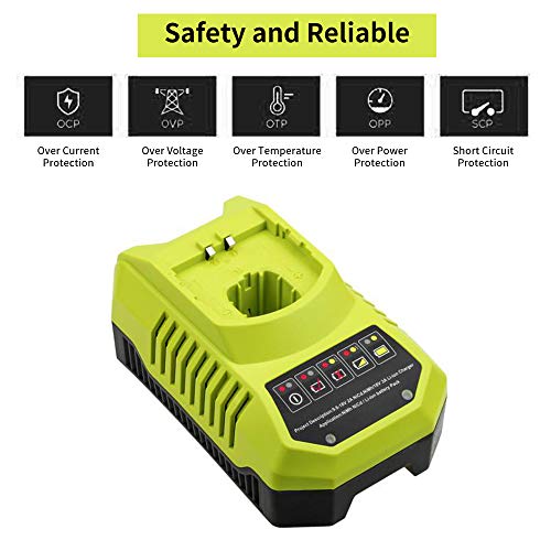 P117 Battery Charger Compatible with Ryobi 18V Battery Charger for Dual Chemistry 9.6V-18V Charger Li-ion Ni-Cd Ni-Mh Plus Battery P100 P102 P103 P105 P107 P108 P118 P200 1400670