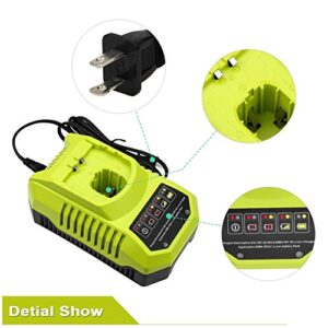 P117 Battery Charger Compatible with Ryobi 18V Battery Charger for Dual Chemistry 9.6V-18V Charger Li-ion Ni-Cd Ni-Mh Plus Battery P100 P102 P103 P105 P107 P108 P118 P200 1400670