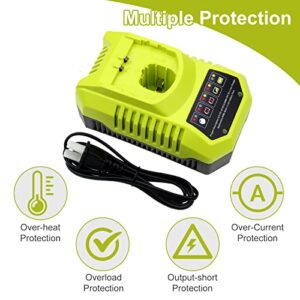 Replacement Charger Compatible with All Ryobi 18v Charger for Ryobi 9.6v-18v P102 P105 P107 P117 P113 Charger Dual Chemistry IntelliPort Lithium Ion and NiCad