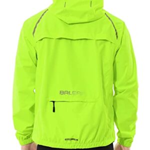 BALEAF Men's Cycling Rain Jacket Waterproof Windbreaker Running Hiking Travel Golf Gear Lightweight Hood Packable Reflective Yellow M