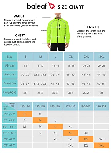 BALEAF Men's Cycling Rain Jacket Waterproof Windbreaker Running Hiking Travel Golf Gear Lightweight Hood Packable Reflective Yellow M