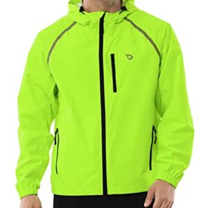 BALEAF Men's Cycling Rain Jacket Waterproof Windbreaker Running Hiking Travel Golf Gear Lightweight Hood Packable Reflective Yellow M