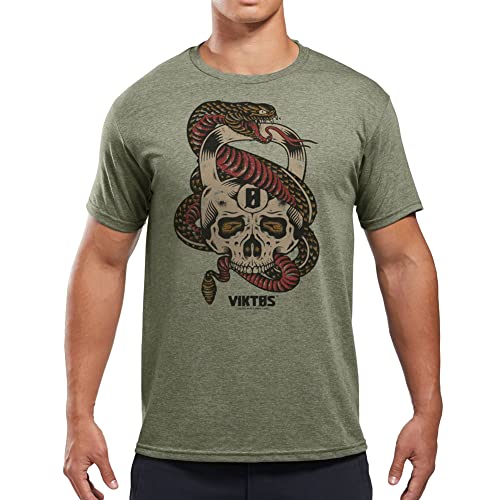 VIKTOS Men's Kettle Skull Tee T-Shirt, Sage Heather, Size: Large