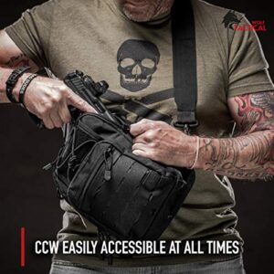 WOLF TACTICAL Compact EDC Sling Bag - Concealed Carry Shoulder Bag for Range, Travel, Hiking, Outdoor Sports