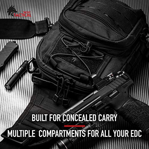 WOLF TACTICAL Compact EDC Sling Bag - Concealed Carry Shoulder Bag for Range, Travel, Hiking, Outdoor Sports