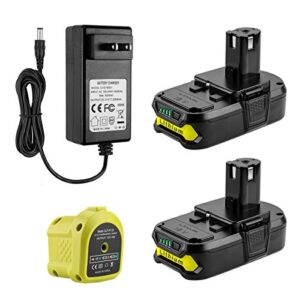 aytxtg 2pack 3.5ah replacement p102 lithium ryobi 18v battery + p119 ryobi charger li-ion & ni-cad for ryobi oneplus battery p100 p103 p105 p107 p108 p118 ryobi 18v battery charger