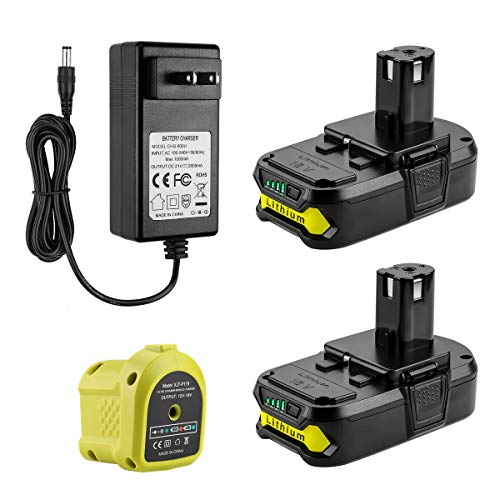 AYTXTG 2Pack 3.5Ah Replacement P102 Lithium Ryobi 18V Battery + P119 Ryobi Charger Li-ion & Ni-cad for Ryobi Oneplus Battery P100 P103 P105 P107 P108 P118 Ryobi 18v Battery Charger