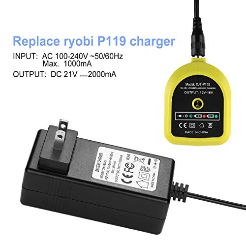 AYTXTG 2Pack 3.5Ah Replacement P102 Lithium Ryobi 18V Battery + P119 Ryobi Charger Li-ion & Ni-cad for Ryobi Oneplus Battery P100 P103 P105 P107 P108 P118 Ryobi 18v Battery Charger