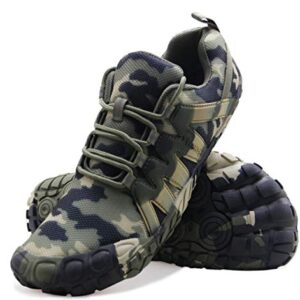 Barefoot Shoes Men Workout Gym Cross Training Five Fingers Minimalist Running Zero Drop Indoor Strength Weight Spin Wide Width Toe Box Camouflage Size 11 Camo Green