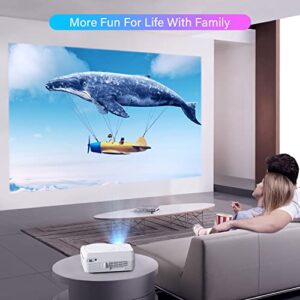 Full HD Bluetooth Projector Built in DVD Player, 8500LM 1080P Supported, Portable Mini DVD Projector for Outdoor Movies, 250" Home Theater, Compatible with iOS/Android/TV Stick/PS4/HDMI/USB/TF Card