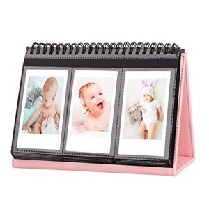 instax mini photo album for fujifilm instax mini 11 12 9 40 evo liplay 8 7+ instant camera, 96 pockets desk calendar polaroid photo albums for polaroid kodak zink 2x3" film & kpop photo card (pink)