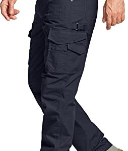 CQR Men's Ripstop Work Pants, Water Resistant Tactical Pants, Outdoor Utility Operator EDC Straight/Cargo Pants, Work Cargo Police Navy, 34W x 32L