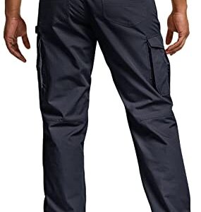 CQR Men's Ripstop Work Pants, Water Resistant Tactical Pants, Outdoor Utility Operator EDC Straight/Cargo Pants, Work Cargo Police Navy, 34W x 32L