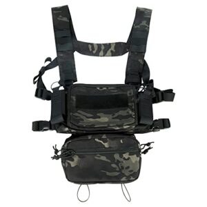 roseboon tactical vest outdoor chest rig ultra-light breathable combat training vest adjustable for adult modular chest rig