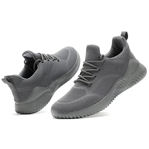 Kapsen Men's Non Slip Running Shoes Ultra Light Breathable Casual Walking Shoes Fashion Sneakers Mesh Workout Sports Shoes Grey