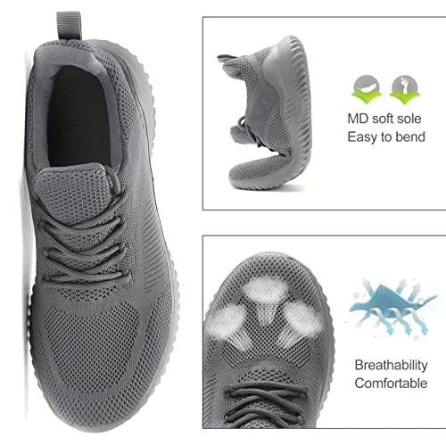 Kapsen Men's Non Slip Running Shoes Ultra Light Breathable Casual Walking Shoes Fashion Sneakers Mesh Workout Sports Shoes Grey