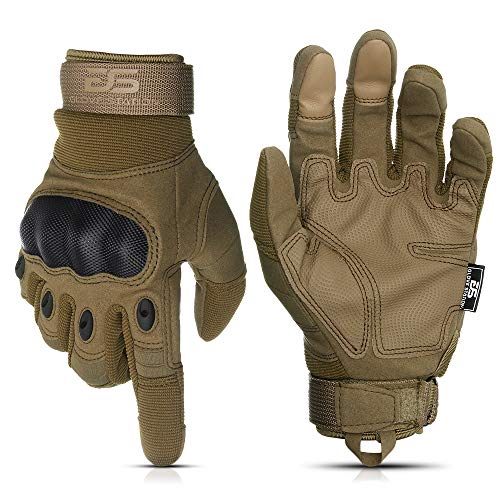 Glove Station - Tactical Shooting Hard Knuckle Gloves for Men and Woman with Touchscreen Fingers - Durable and Comfortable Hand-Gear for Outdoor Work Shooting and Hunting - Tan/XX-Large