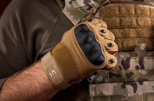 Glove Station - Tactical Shooting Hard Knuckle Gloves for Men and Woman with Touchscreen Fingers - Durable and Comfortable Hand-Gear for Outdoor Work Shooting and Hunting - Tan/XX-Large