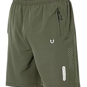 NORTHYARD Men's Athletic Hiking Shorts Quick Dry Workout Shorts 7"/ 9"/ 5" Lightweight Sports Gym Running Shorts Basketball Exercise ArmyGreen M