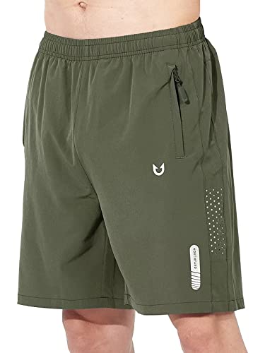 NORTHYARD Men's Athletic Hiking Shorts Quick Dry Workout Shorts 7"/ 9"/ 5" Lightweight Sports Gym Running Shorts Basketball Exercise ArmyGreen M