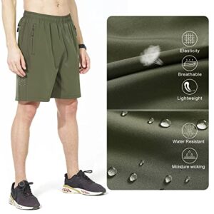 NORTHYARD Men's Athletic Hiking Shorts Quick Dry Workout Shorts 7"/ 9"/ 5" Lightweight Sports Gym Running Shorts Basketball Exercise ArmyGreen M