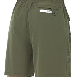 NORTHYARD Men's Athletic Hiking Shorts Quick Dry Workout Shorts 7"/ 9"/ 5" Lightweight Sports Gym Running Shorts Basketball Exercise ArmyGreen M