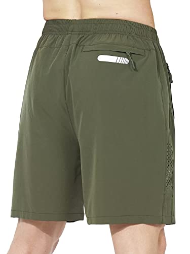 NORTHYARD Men's Athletic Hiking Shorts Quick Dry Workout Shorts 7"/ 9"/ 5" Lightweight Sports Gym Running Shorts Basketball Exercise ArmyGreen M