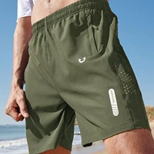 NORTHYARD Men's Athletic Hiking Shorts Quick Dry Workout Shorts 7"/ 9"/ 5" Lightweight Sports Gym Running Shorts Basketball Exercise ArmyGreen M