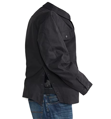 Venado Quick Draw Shirt Jacket for Men - Concealed Carry Vent - Built in Holsters (Black, Large)