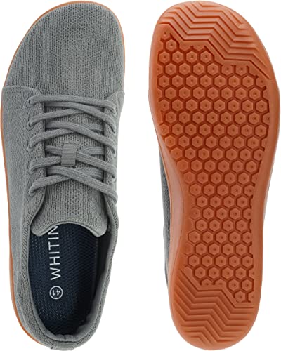 WHITIN Men's Casual Barefoot Knit Minimalist Sneakers Wide Width fit Zero Drop Sole Size 11.5-12 Minimus Laces Up Tennis Shoes Fashion Walking Flat Lightweight Comfortable Grey Gum 45