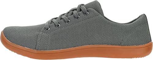 WHITIN Men's Casual Barefoot Knit Minimalist Sneakers Wide Width fit Zero Drop Sole Size 11.5-12 Minimus Laces Up Tennis Shoes Fashion Walking Flat Lightweight Comfortable Grey Gum 45