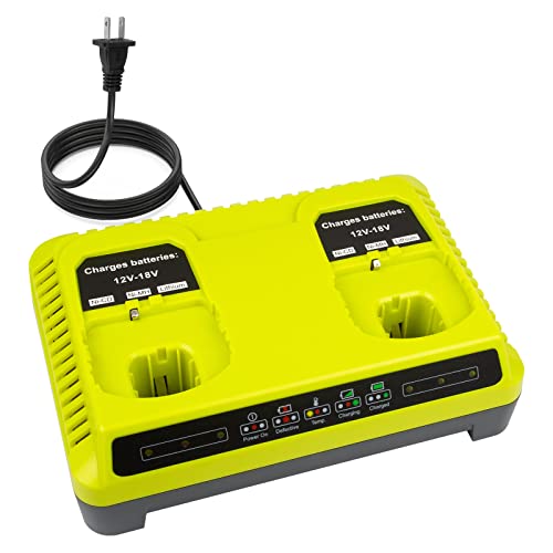 Dual Charging Port P117 Quick Charger (Multi-Chemistry) for Ryobi 12V-18V ONE+ NiCd/NiMh/Lithium Tools Battery Charging Station fit P100 P102 P103 P105 P107 P108 P122 P189 P191 P197