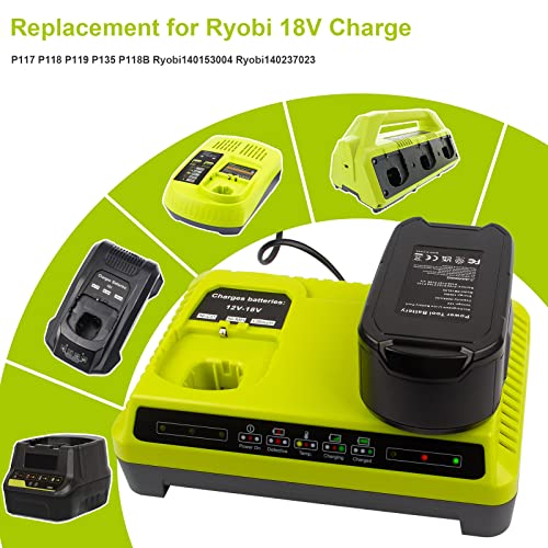 Fancy Buying 2Port P117 Dual Chemistry 18V Replacement Battery Charger for Ryobi 18V Battery ONE+ P117 P118 for Ryobi 18V Max Lithium NiCd Battery P100 P102 P103 P105 P107 P108 Ryobi Fast Charger