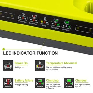 Fancy Buying 2Port P117 Dual Chemistry 18V Replacement Battery Charger for Ryobi 18V Battery ONE+ P117 P118 for Ryobi 18V Max Lithium NiCd Battery P100 P102 P103 P105 P107 P108 Ryobi Fast Charger