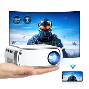 mini projector with wifi, wireless portable projector, movie projector supported hd 1080p, gifts ideas, small portable movie projector for outdoor projector use in camping video home theater projector