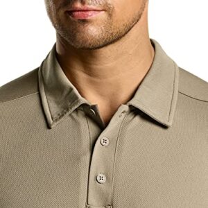 CQR Men's Polo Shirt, Long and Short Sleeve Tactical Shirts, Dry Fit Lightweight Golf Shirts, Outdoor UPF 50+ Pique Shirt, Frost Essential Khaki, Small