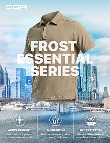 CQR Men's Polo Shirt, Long and Short Sleeve Tactical Shirts, Dry Fit Lightweight Golf Shirts, Outdoor UPF 50+ Pique Shirt, Frost Essential Khaki, Small