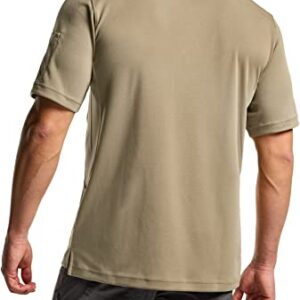 CQR Men's Polo Shirt, Long and Short Sleeve Tactical Shirts, Dry Fit Lightweight Golf Shirts, Outdoor UPF 50+ Pique Shirt, Frost Essential Khaki, Small