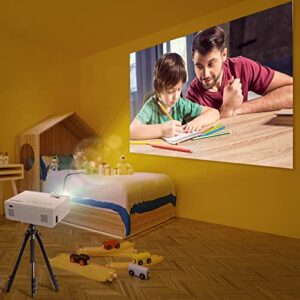 Projector Mini,WTONISY 2023 Newest Mini Projector with Tripod,10000 Lumen Movie Projector,Portable Outdoor Projector Built-in Speaker,Compatible with TV Stick,HDMI,PS4,iOS,Android Phone