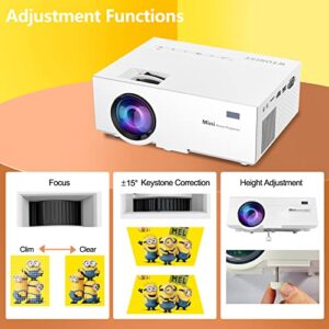 Projector Mini,WTONISY 2023 Newest Mini Projector with Tripod,10000 Lumen Movie Projector,Portable Outdoor Projector Built-in Speaker,Compatible with TV Stick,HDMI,PS4,iOS,Android Phone