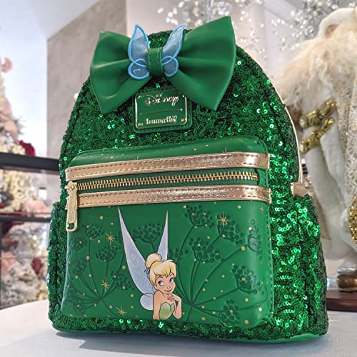 Loungefly Tinkerbell Green Sequin Mini Double Strap Shoulder Bag