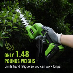 WORKPRO 20V Cordless Grass Shear & Shrubbery Trimmer-2 in 1 Handheld Hedge Trimmer, Electric Grass Trimmer Hedge Shear/Grass Cutter with 2.0Ah Rechargeable Lithium-Ion Battery and 1 Hour Fast Charger