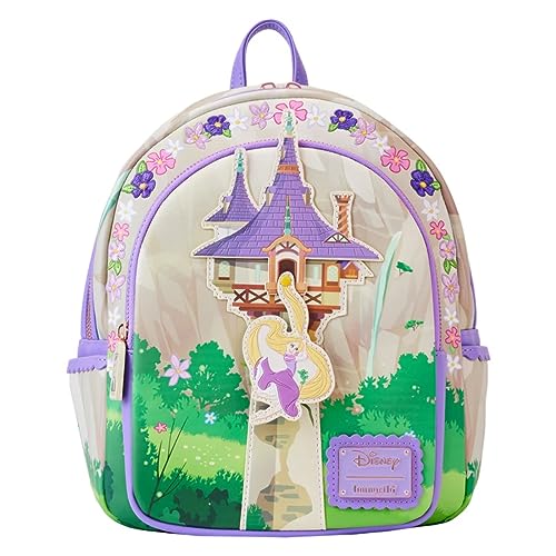 Loungefly Disney Tangled Rapunzel Swinging From Tower Mini Backpack Womens Double Strap Shoulder Bag Purse