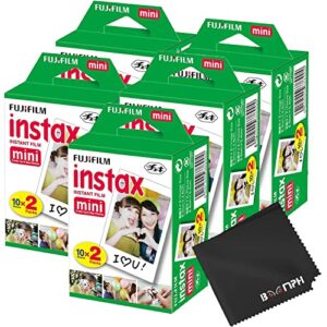 fujifilm instax mini instant camera film: 100 shoots total, (10 sheets x 10) - capture memories anytime, anywhere - boomph kit